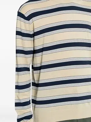 Maison Kitsuné Stripe Print Cotton Blend Sweater - Neutrals