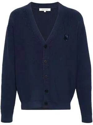 Maison Kitsuné Fox Head-patch V-neck Cardigan - Blue