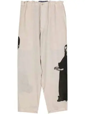 Yohji Yamamoto U-lady Print Tapered Trousers - Neutrals