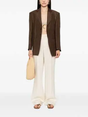 Tagliatore Pleat-detail Linen Trousers - Neutrals