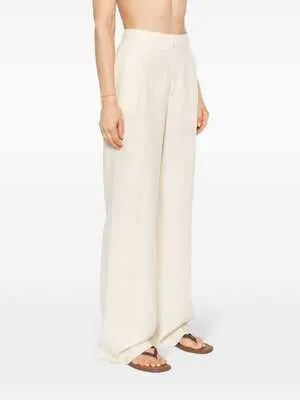Tagliatore Pleat-detail Linen Trousers - Neutrals