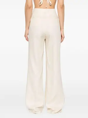 Tagliatore Pleat-detail Linen Trousers - Neutrals