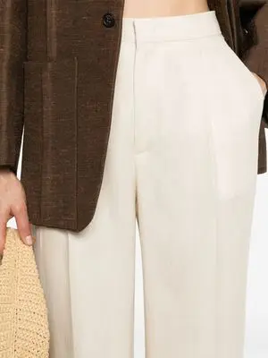 Tagliatore Pleat-detail Linen Trousers - Neutrals