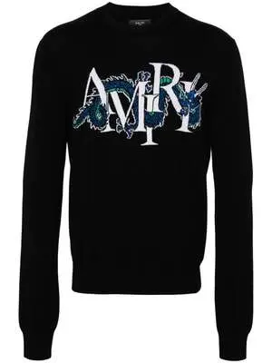 Amiri Logo Jacquard Wool-blend Jumper - Black