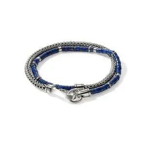 John Hardy Heishi Chain Wrap Bracelet With Lapis Lazuli, 4mm - Sterling Silver