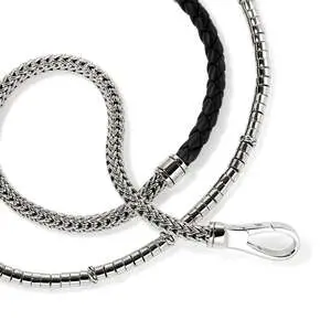 John Hardy Heishi Chain Wrap Sterling Silver And Leather Bracelet