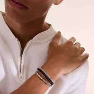 John Hardy Heishi Chain Wrap Sterling Silver And Leather Bracelet