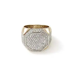 John Hardy Signet Ring With Diamonds - Gold