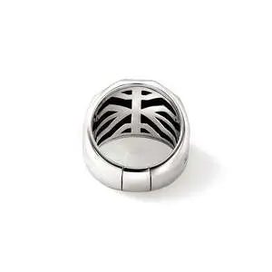 John Hardy Signet Ring In Sterling With Tiger Eye And Diamond Pav
