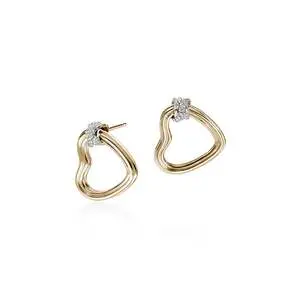 John Hardy Bamboo Heart Earrings Diamonds - Gold