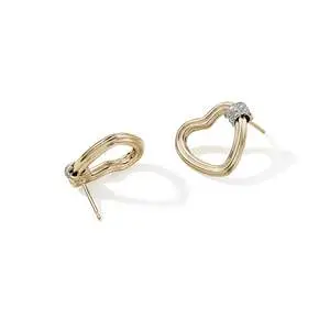 John Hardy Bamboo Heart Earrings Diamonds