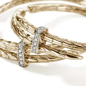 John Hardy Spear Hoop Diamond Earrings, 40mm - Gold