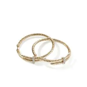 John Hardy Spear Hoop Diamond Earrings, 40mm - Gold