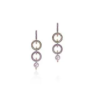 John Hardy Moon Door Earrings Rose Gold, Pavé, Pearl