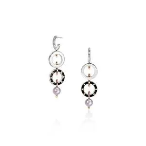 John Hardy Moon Door Earrings Rose Gold, Pavé, Pearl