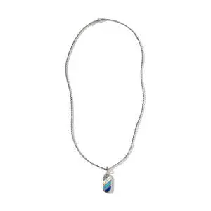 John Hardy Carved Tag Pendant Necklace With Gemstones - Silver