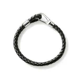 John Hardy Braided Leather Bracelet With Sterling Silver Hook Clasp - Black