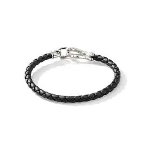 John Hardy Braided Leather Bracelet With Sterling Silver Hook Clasp