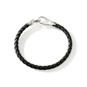 John Hardy Braided Leather Bracelet With Sterling Silver Hook Clasp