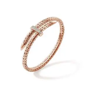 John Hardy Spear Flex Cuff, Rose And Diamonds, 5.5mm