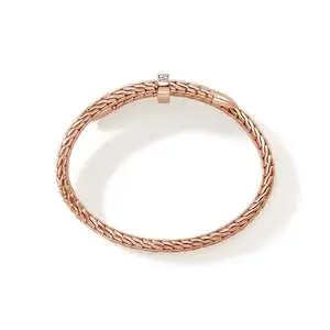 John Hardy Spear Flex Cuff, Rose And Diamonds, 5.5mm