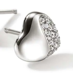 John Hardy Pebble Heart Stud Earrings Diamonds