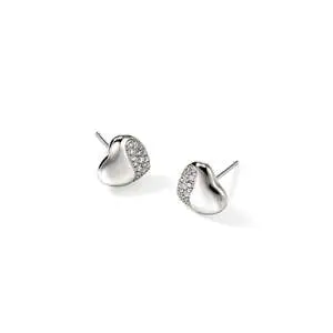 John Hardy Pebble Heart Stud Earrings Diamonds