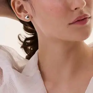 John Hardy Pebble Heart Stud Earrings Diamonds