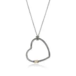John Hardy Bamboo Heart Necklace In Sterling And 14k Yellow Gold - Silver