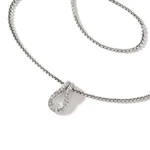 John Hardy Sterling Surf Pendant Necklace With Diamonds
