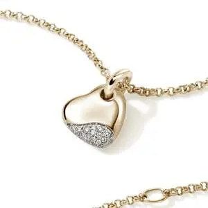 John Hardy Pebble Heart Necklace With Diamonds