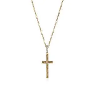 John Hardy 14k Yellow Cross Pendant With Diamonds