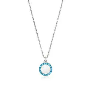 John Hardy Tag Necklace, Sterling Silver, Enamel - Blue