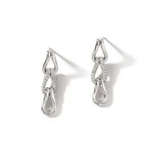 John Hardy Surf Link Diamond Earrings - Sterling Silver