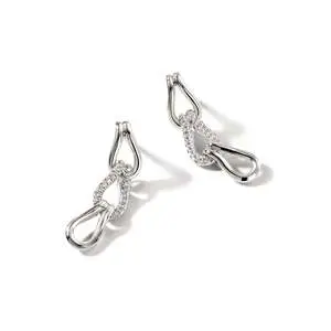 John Hardy Surf Link Diamond Earrings - Sterling Silver