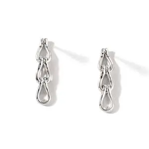 John Hardy Surf Link Diamond Earrings - Sterling Silver