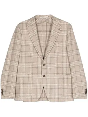 Tagliatore Virgin-wool-blend Checked Blazer - Neutrals