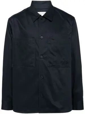 Maison Kitsuné Logo-embroidered Cotton Shirt - Blue