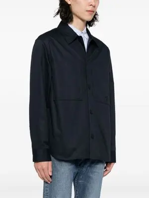 Maison Kitsuné Logo-embroidered Cotton Shirt - Blue