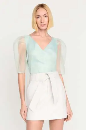 MARIE OLIVER Addie Blouse Sheer Voluminous Sleeves, V-neck