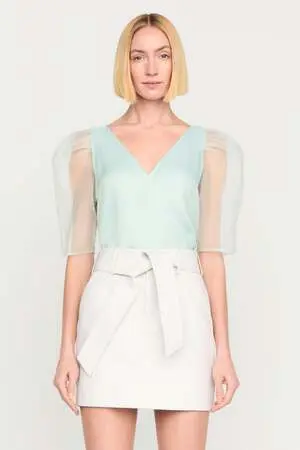 MARIE OLIVER Addie Blouse Sheer Voluminous Sleeves, V-neck