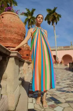MARIE OLIVER Elena Maxi Dress Rainbow Stripes - Prisma