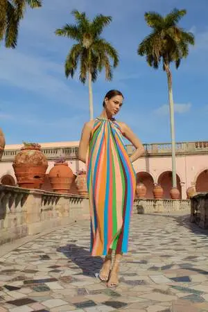 MARIE OLIVER Elena Maxi Dress Rainbow Stripes - Prisma
