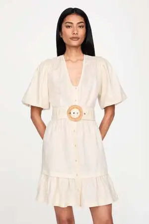 MARIE OLIVER Gwyneth Linen Dress - Whitecap