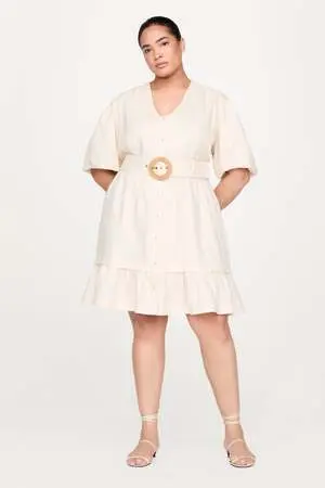 MARIE OLIVER Gwyneth Linen Dress - Whitecap