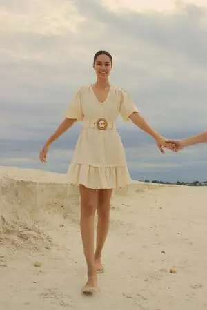 MARIE OLIVER Gwyneth Linen Dress - Whitecap