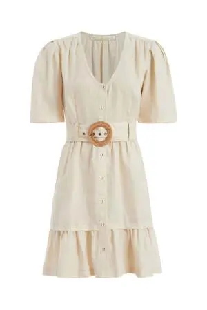 MARIE OLIVER Gwyneth Linen Dress - Whitecap