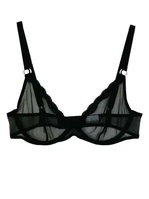Fleur Du Mal Sheer Tulle Demi Bra - Black