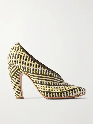 Bottega Veneta Canalazzo Intrecciato Leather Pumps - White