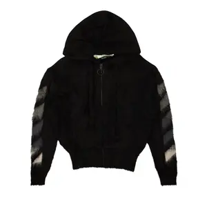 Off-White Brushed Mohair Zip Hoodie - Black